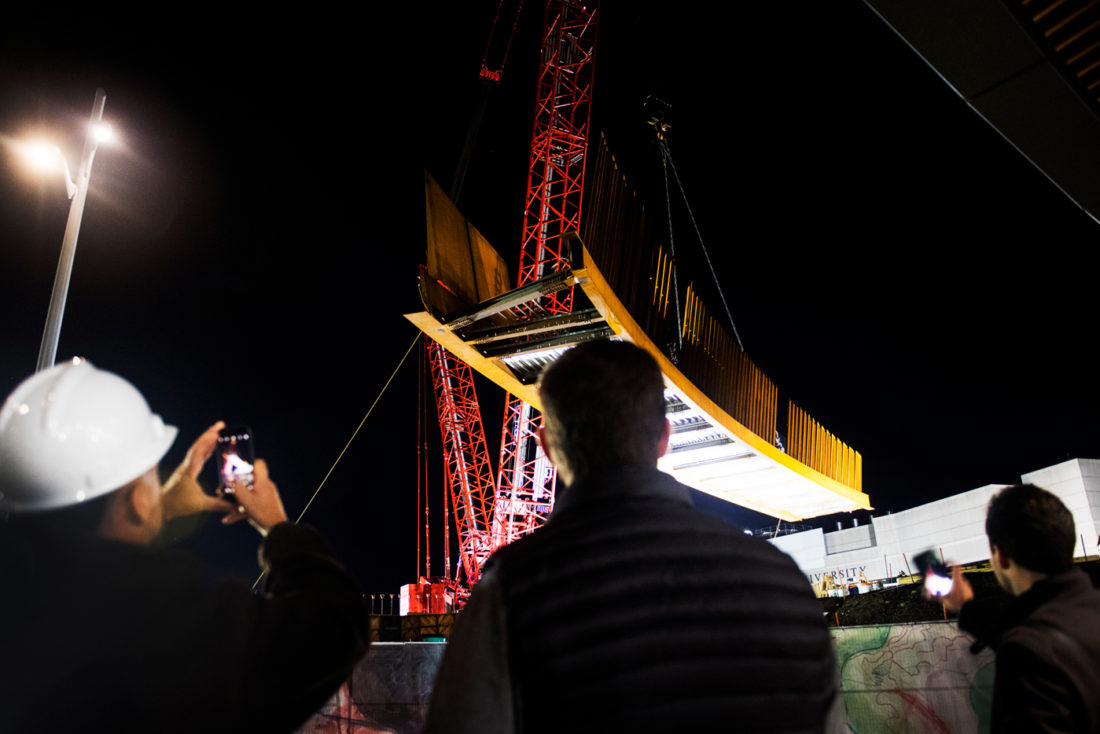 An engineering feat completed as Northeastern pedestrian bridge that ...