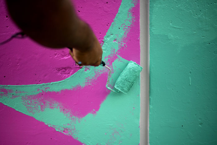 An artist ramps up his striking mural at Northeastern’s Boston campus ...